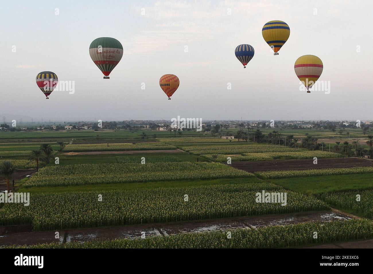 The balloon flight close to Luxor (ancient Thebes), Egypt, October 19 ...