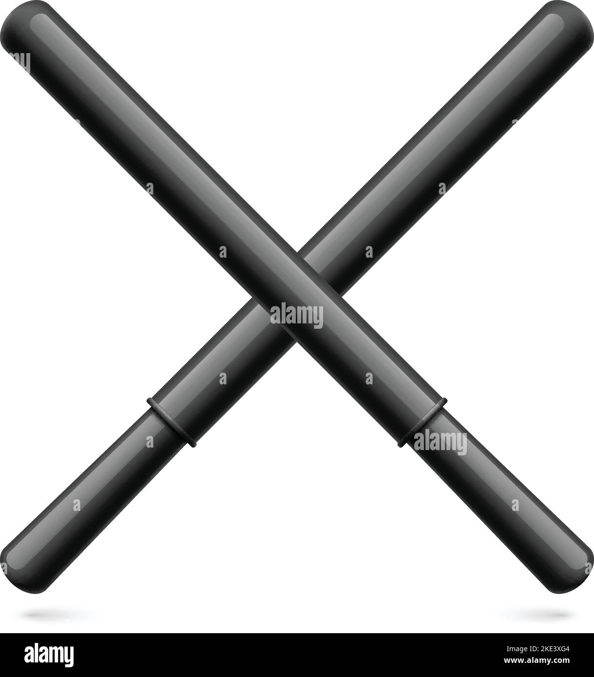 Cartoon Illustration of Long Black Rubber Batons. Police Sticks Stock ...