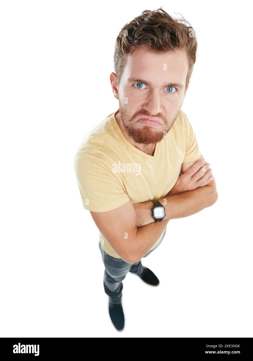 Ive had just about enough of this. Studio portrait of an angry young ...