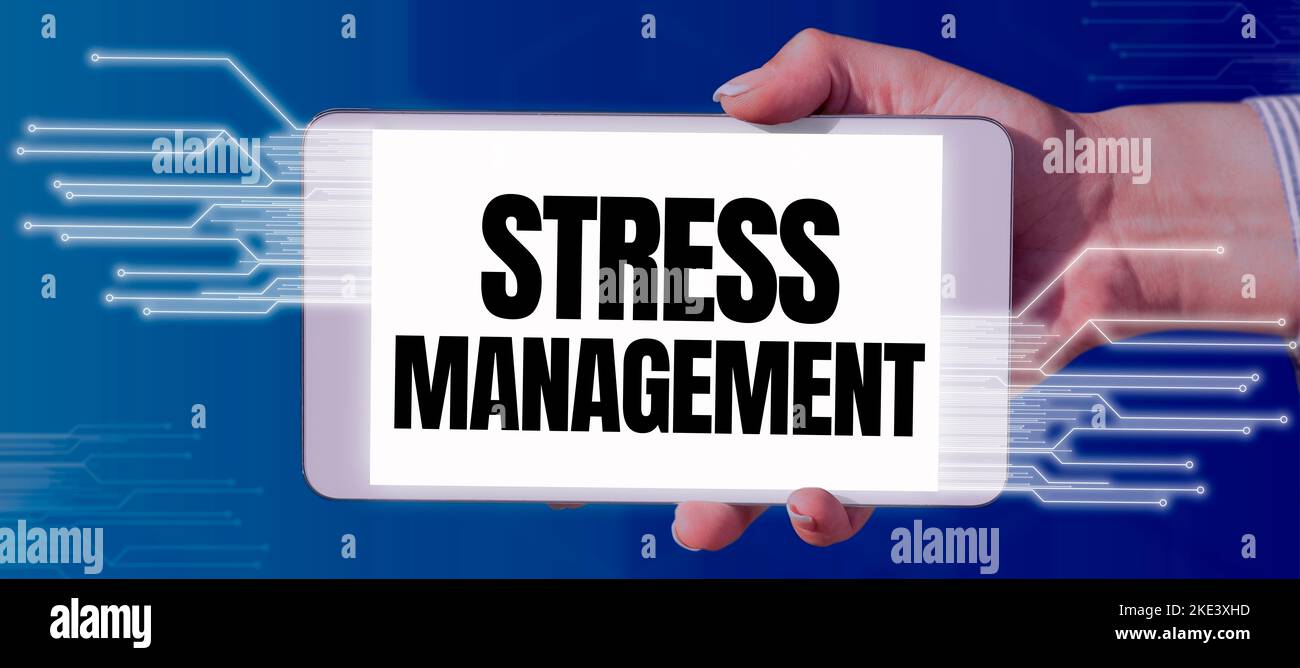 Text showing inspiration Stress Management. Business approach method of ...