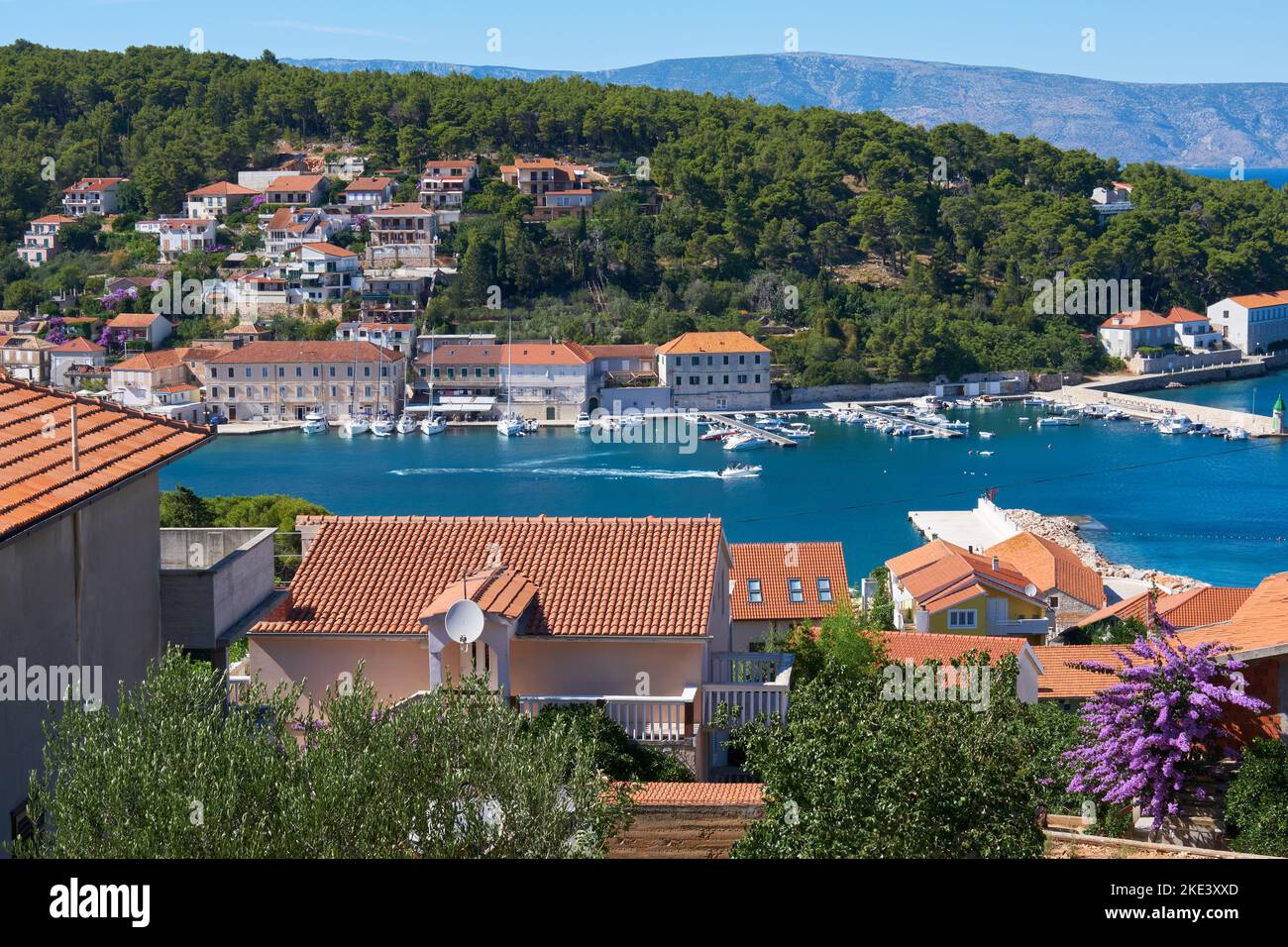 Jelsa, Hvar island in Croatia. Scenic summer day view of the city of ...