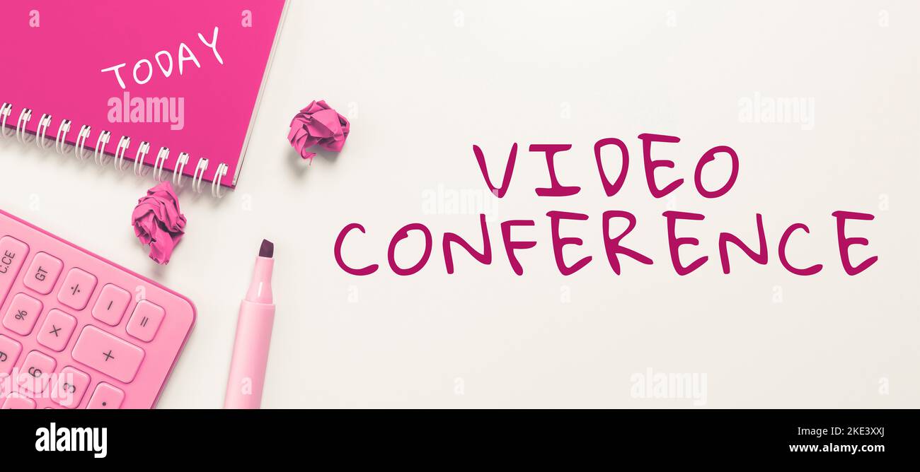 Text caption presenting Video Conference. Conceptual photo showing in ...