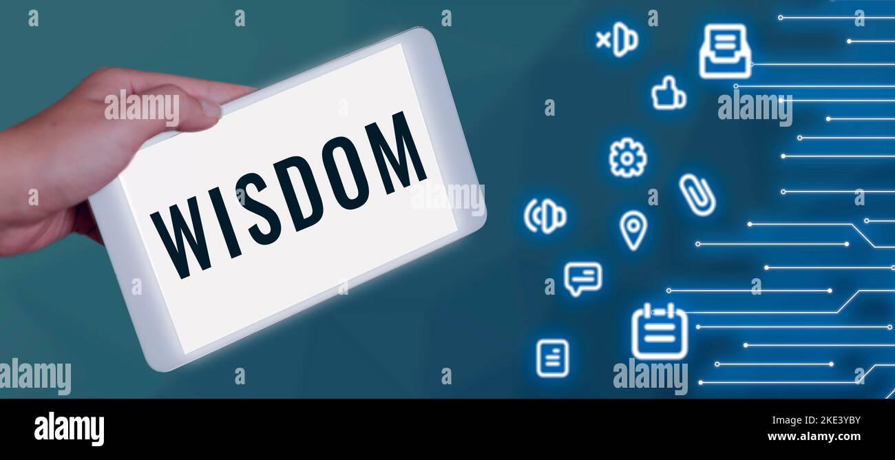 Writing displaying text Wisdom. Conceptual photo body of knowledge and ...