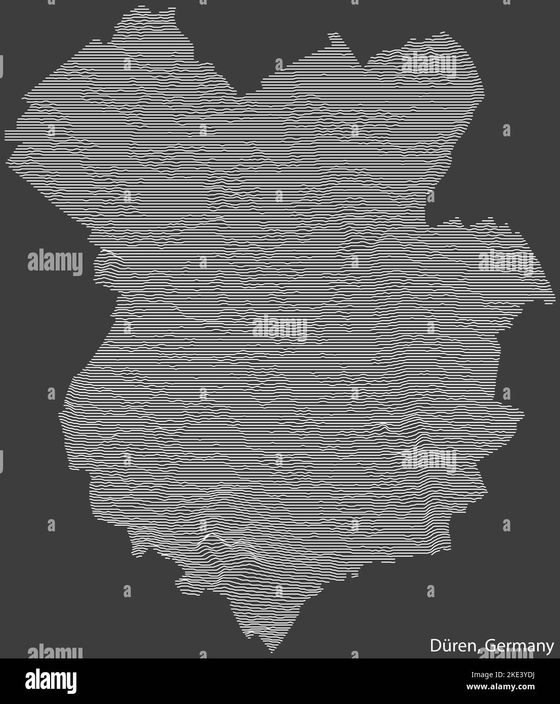 Topographic negative relief map of the city of DÜREN, GERMANY with ...