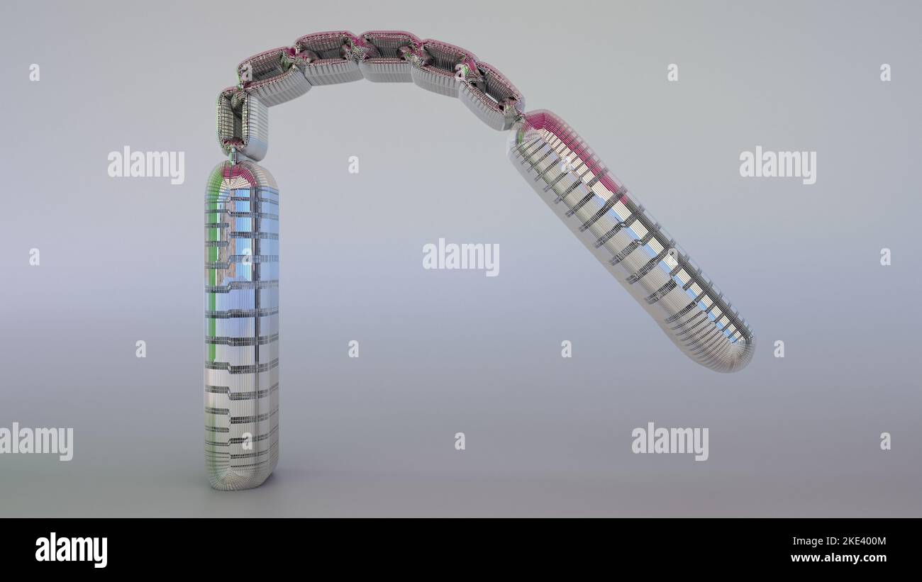 A highly reflective 3D Illustration of an object-artefact-art piece ...