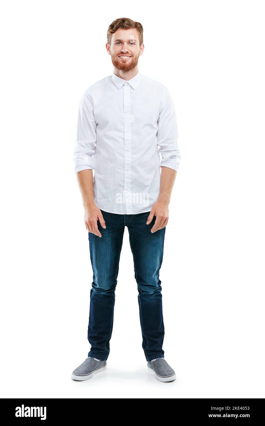 This is my Friday outfit. Studio portrait of a handsome young man ...