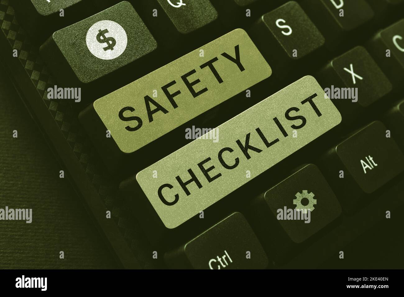 Conceptual caption Safety Checklist. Concept meaning list of items you need to verify, check or ...