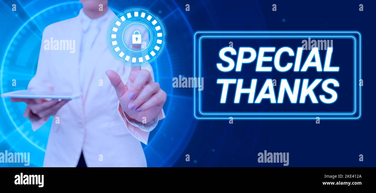 Text showing inspiration Special Thanks. Business concept appreciating ...