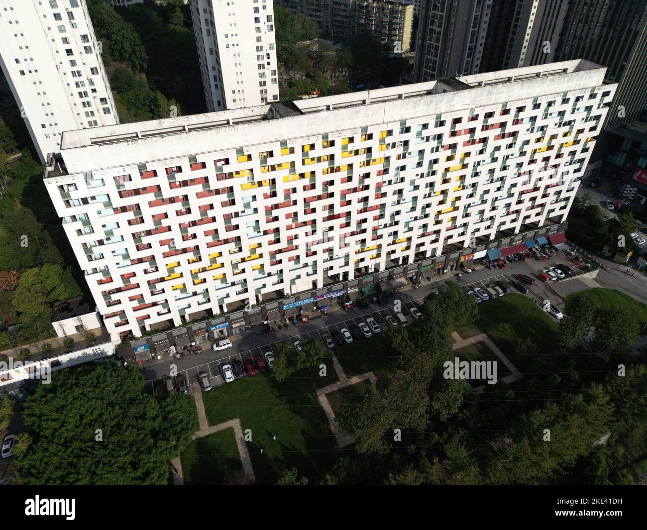A uniquely designed residential building with maze-like walls has ...
