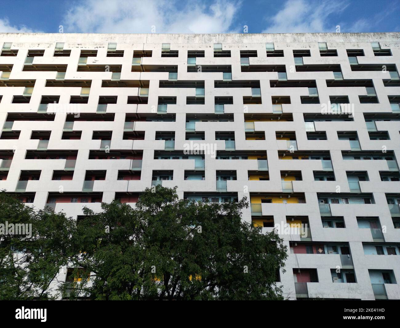 A uniquely designed residential building with maze-like walls has ...