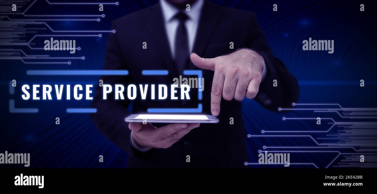 Conceptual caption Service Provider. Internet Concept a company that ...