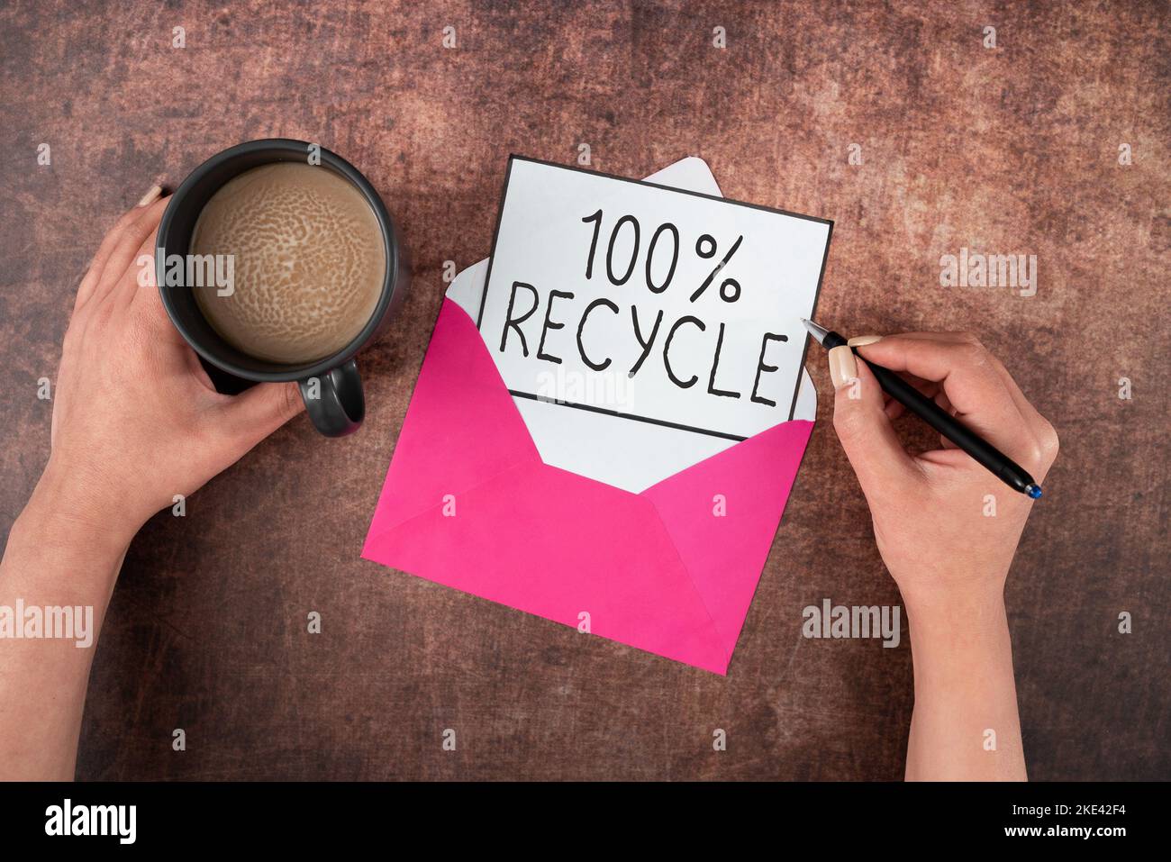 Conceptual caption 100 Percent Recycle. Business overview Set of ...