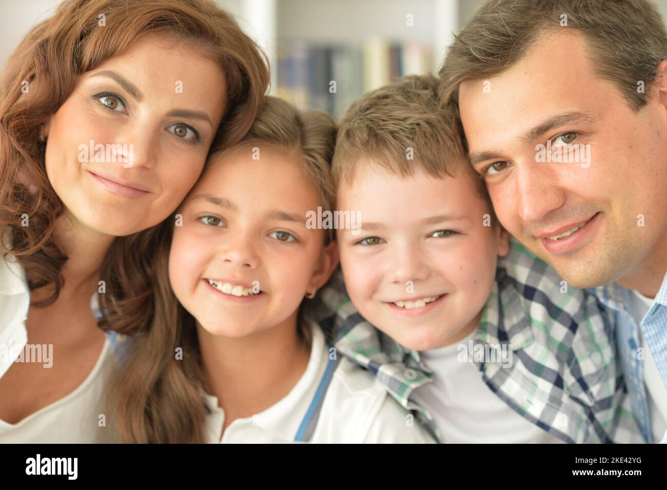Portrait of a beautiful european family. Parents with children Stock ...