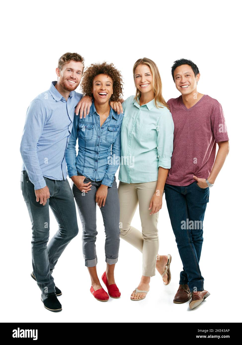 Fun and friendship. Studio portrait of a group of friends posing ...