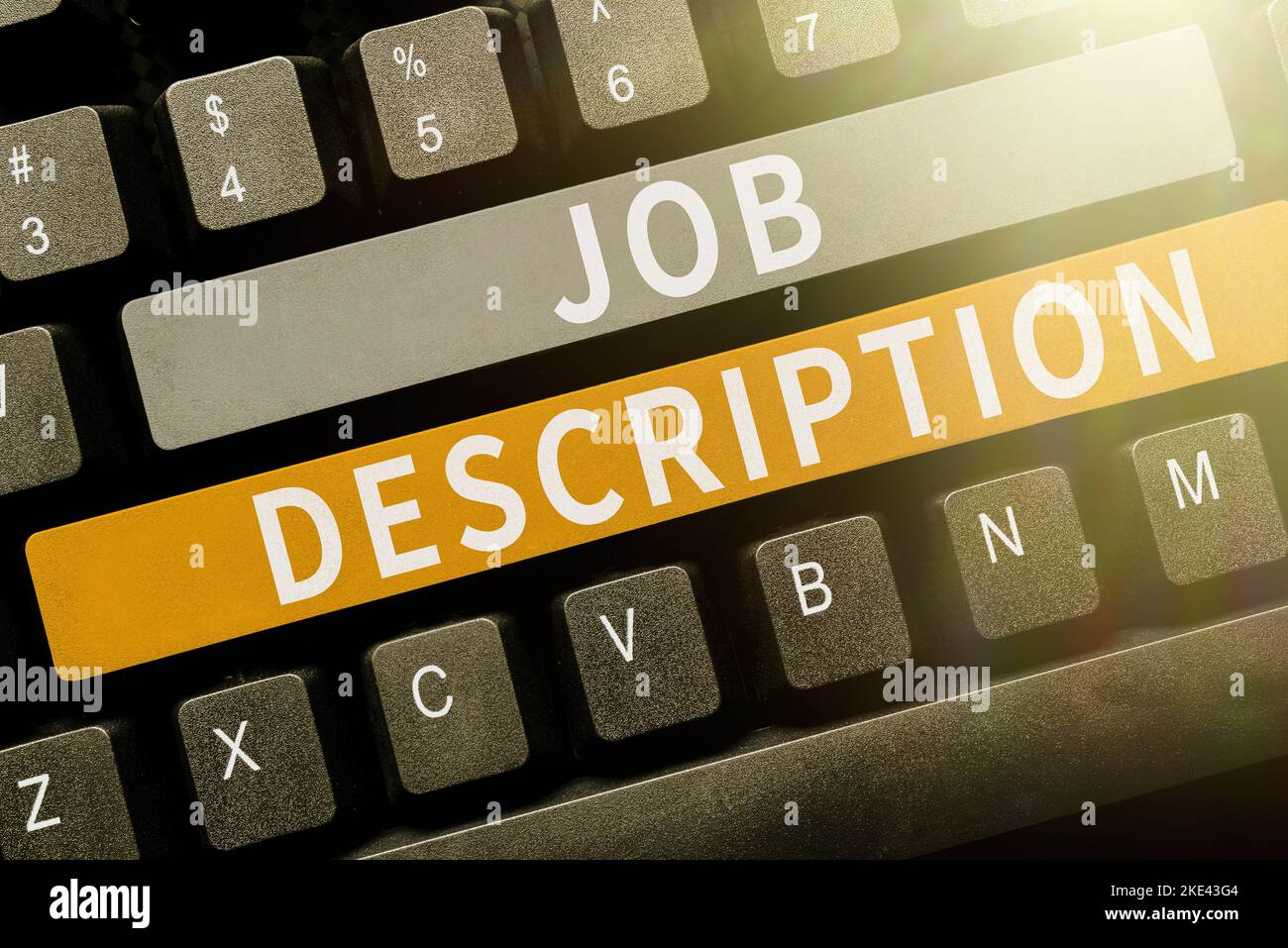 Hand writing sign Job Description. Word Written on written narrative ...