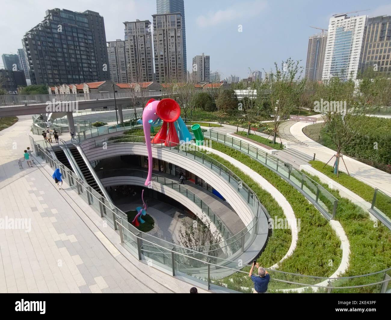 Permanent art installation "Elephant Family Orchestra" and "Step Up" in a shopping mall in ...