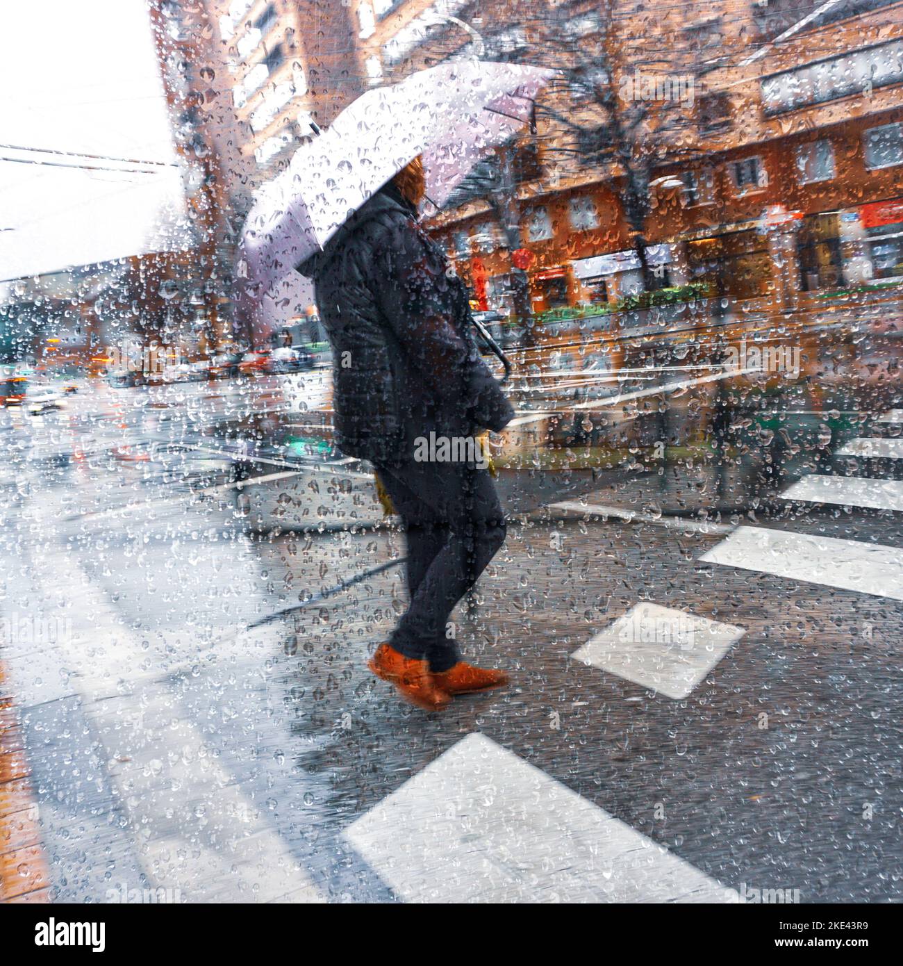 people with an umbrella in rainy days in Bilbao city, Basque country ...