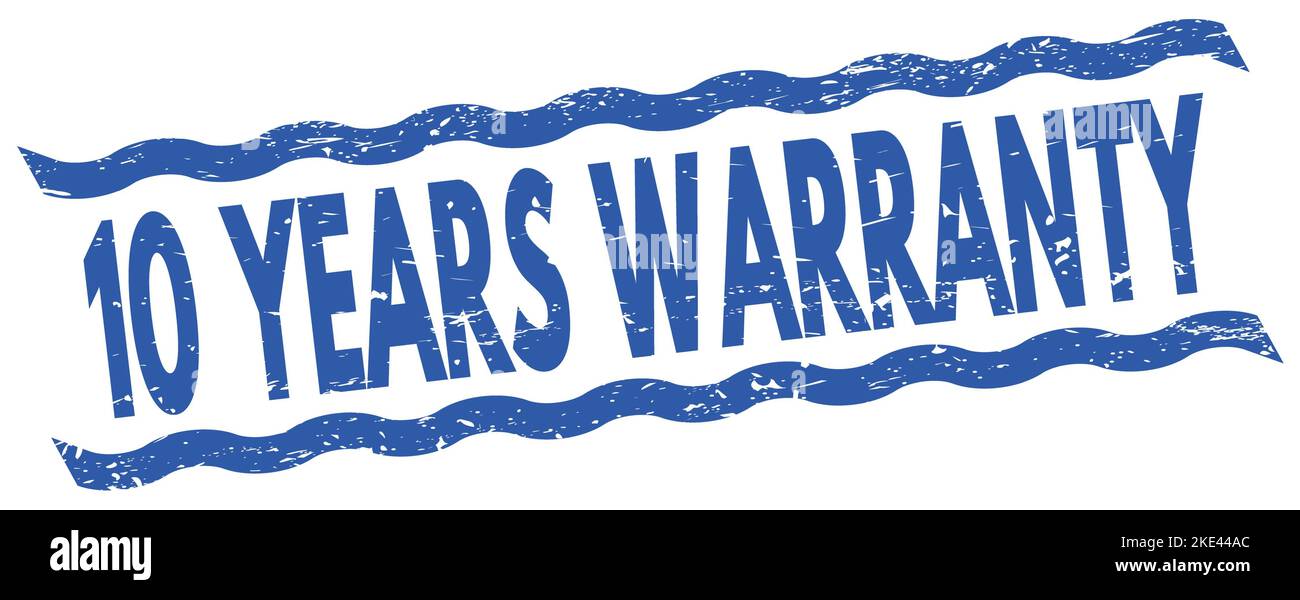 10 YEARS WARRANTY text written on blue lines stamp sign Stock Photo - Alamy