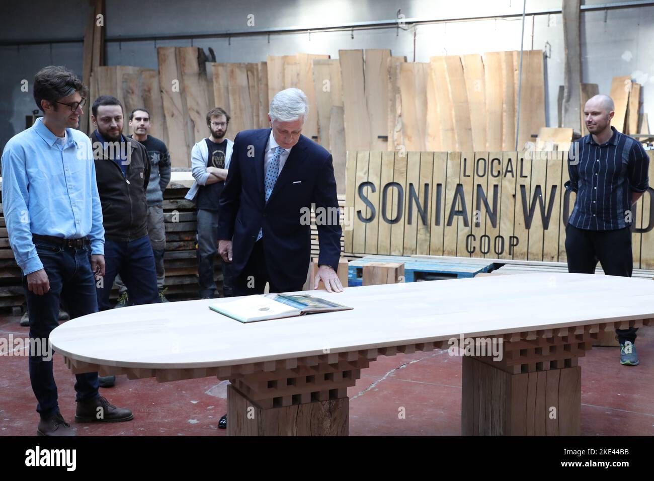 King Philippe - Filip of Belgium pictured at a royal visit to 'Circularium' in the Curegem ...
