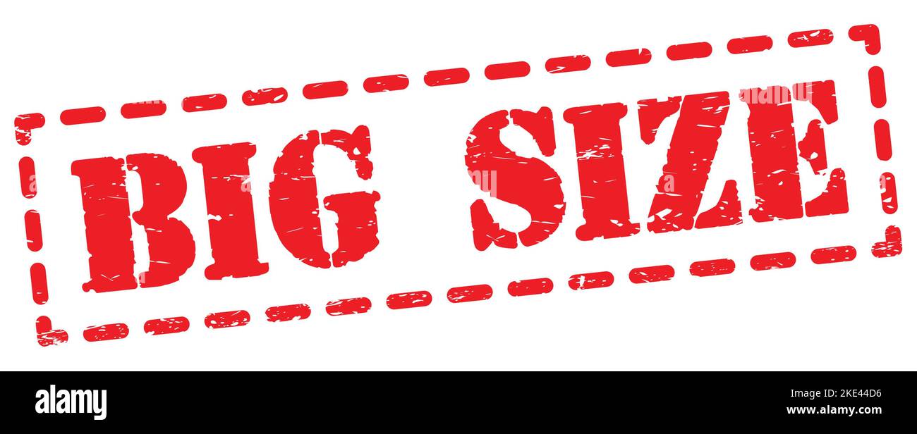 BIG SIZE text written on red dash stamp sign Stock Photo - Alamy