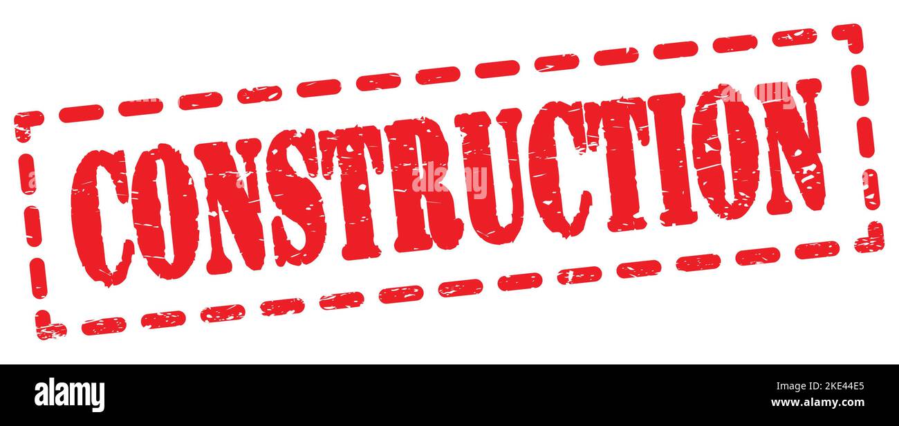 CONSTRUCTION text written on red dash stamp sign Stock Photo - Alamy