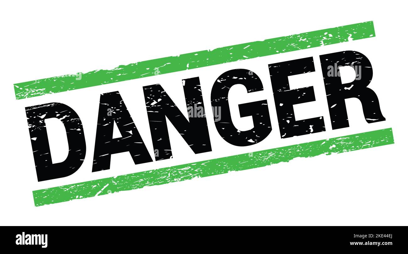 DANGER text written on green rectangle stamp sign Stock Photo - Alamy