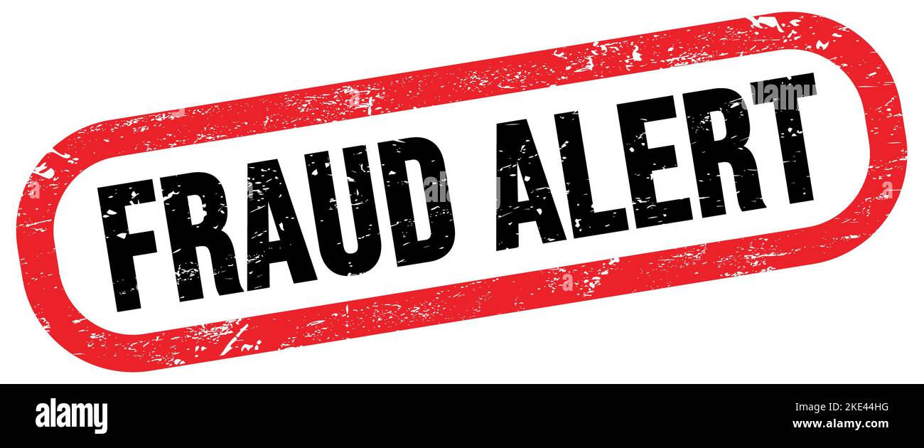 FRAUD ALERT, text on red-black rectangle stamp sign Stock Photo - Alamy