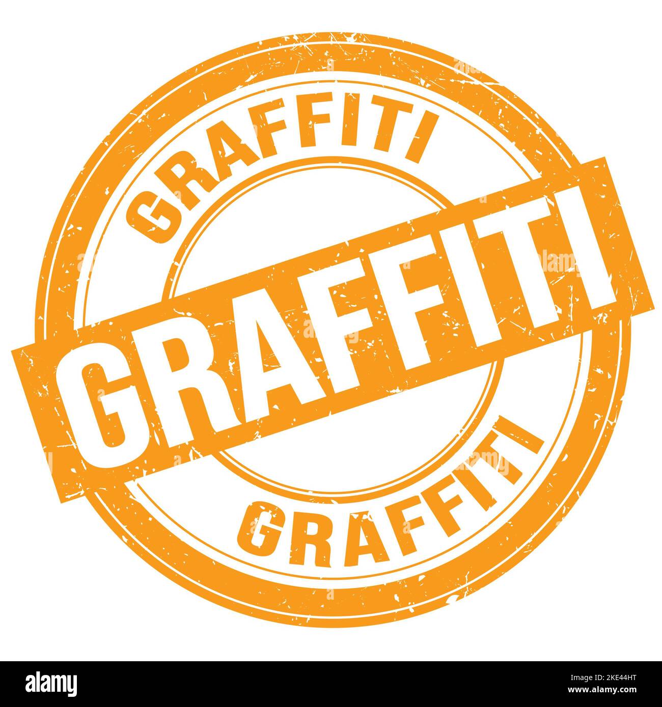 GRAFFITI text written on orange round grungy stamp sign Stock Photo - Alamy