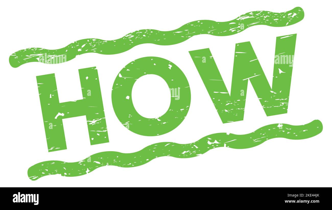 HOW text written on green lines stamp sign Stock Photo - Alamy