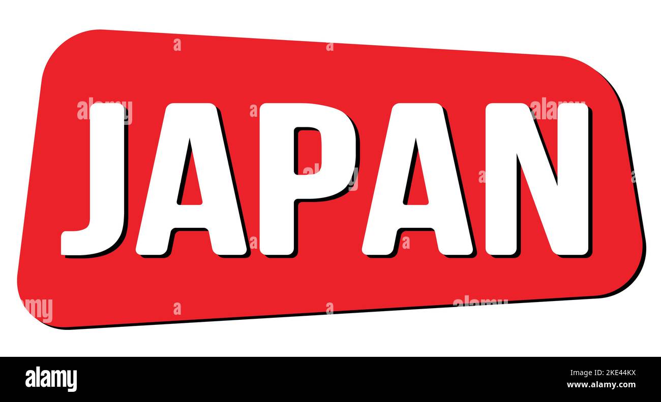 JAPAN text written on red trapeze stamp sign Stock Photo - Alamy