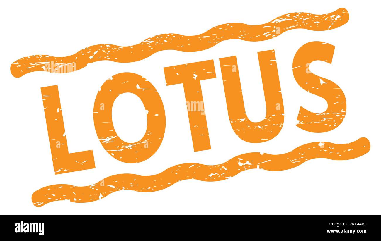 LOTUS text written on orange lines stamp sign Stock Photo - Alamy