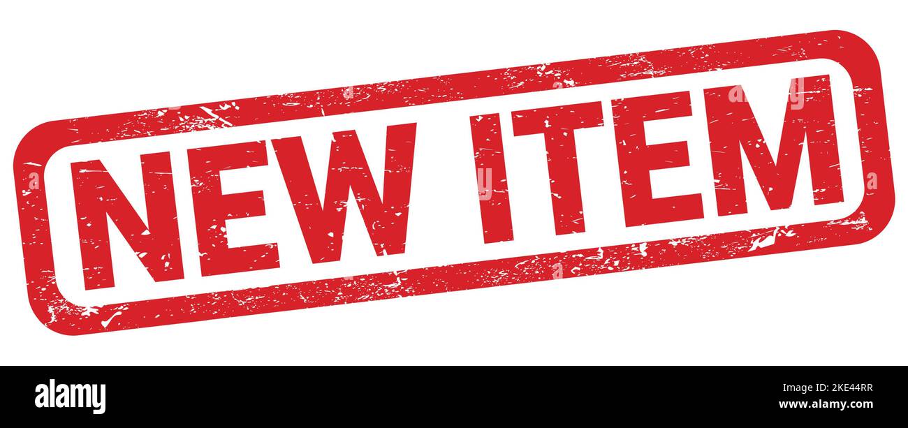 NEW ITEM text written on red rectangle stamp sign Stock Photo - Alamy