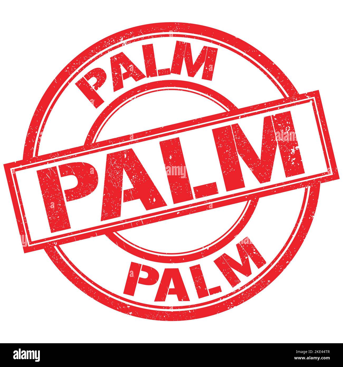 PALM text written on red round stamp sign Stock Photo - Alamy