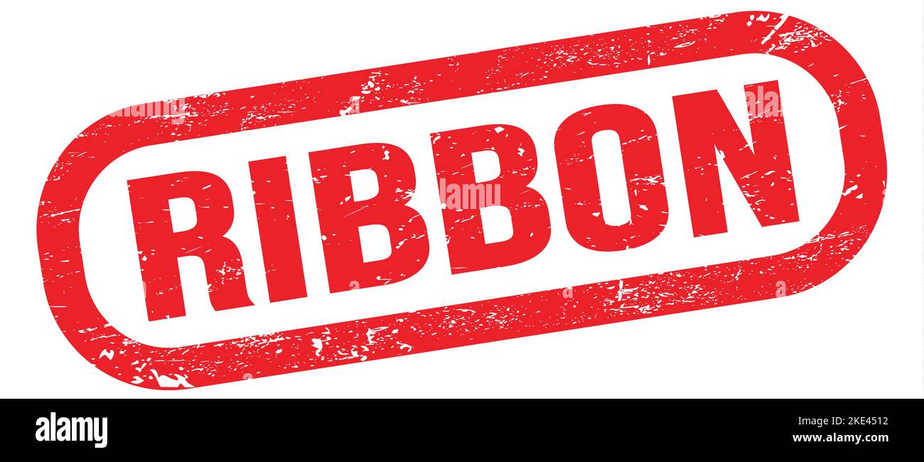 RIBBON, text written on red rectangle stamp sign Stock Photo - Alamy