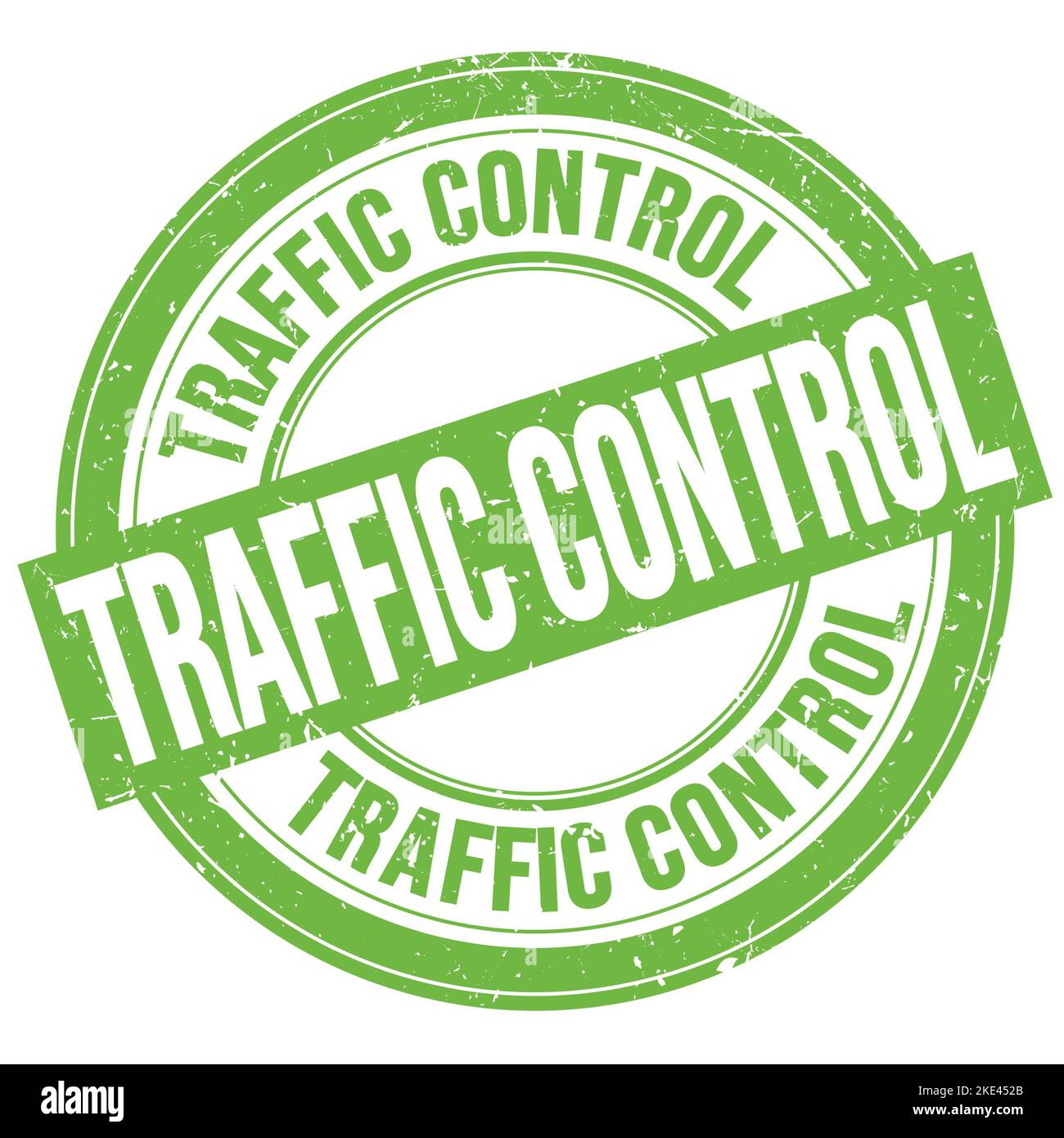 TRAFFIC CONTROL text written on green round grungy stamp sign Stock ...