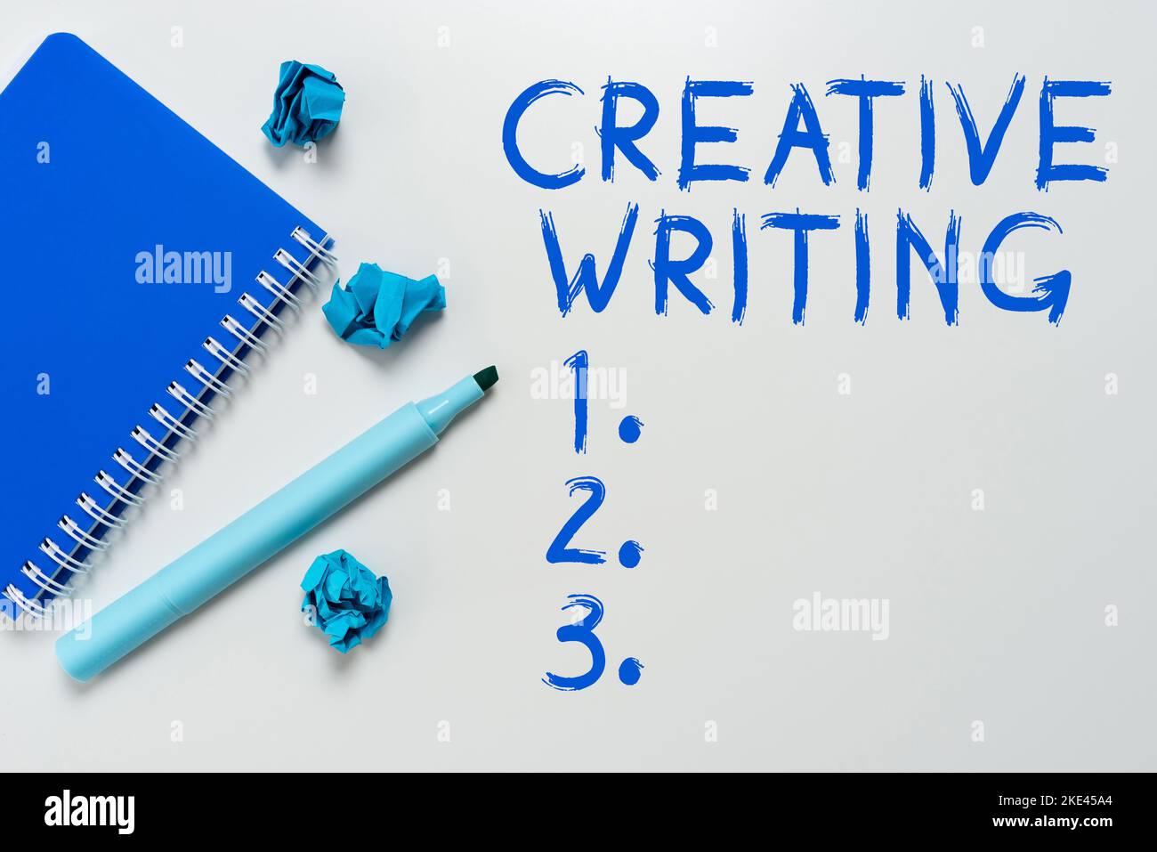 Text caption presenting Creative Writing. Concept meaning fiction or ...