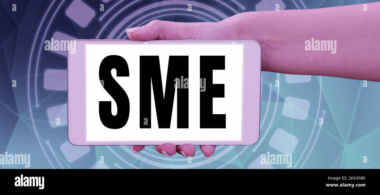 Handwriting text Sme. Word for small to midsize enterprise maintain ...