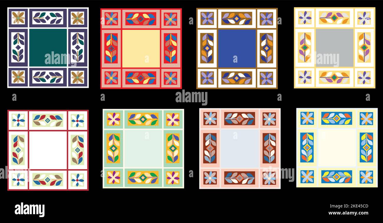 Set of colorful Italian ceramic tiles with floral decoration. Vintage ...