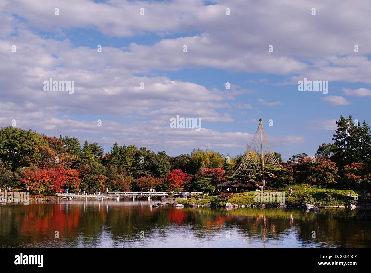 Showa Kinen Koen, an autumn scenic panorama from a tea house in tokyo ...