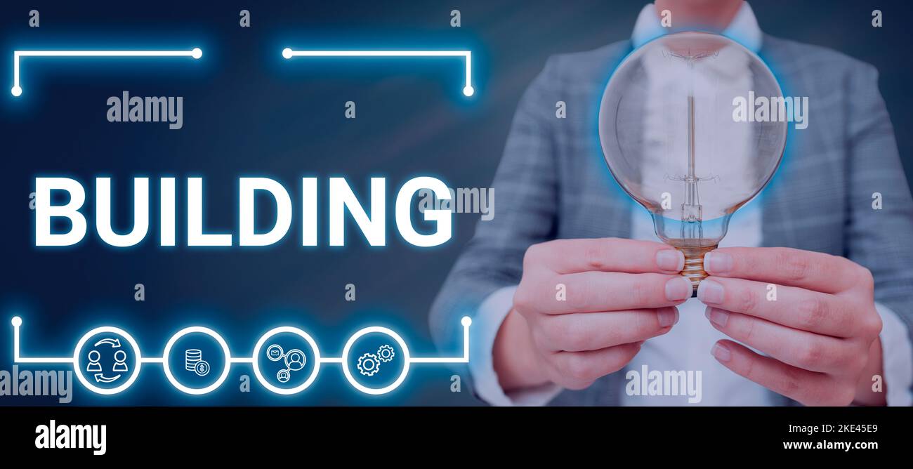 Text caption presenting Building. Business showcase the art or business ...