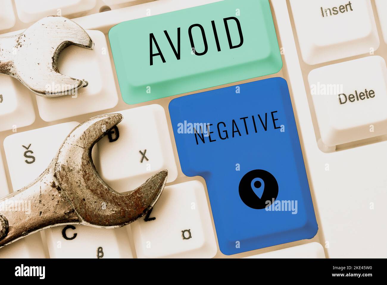 Hand writing sign Avoid Negative. Business concept Staying away from ...