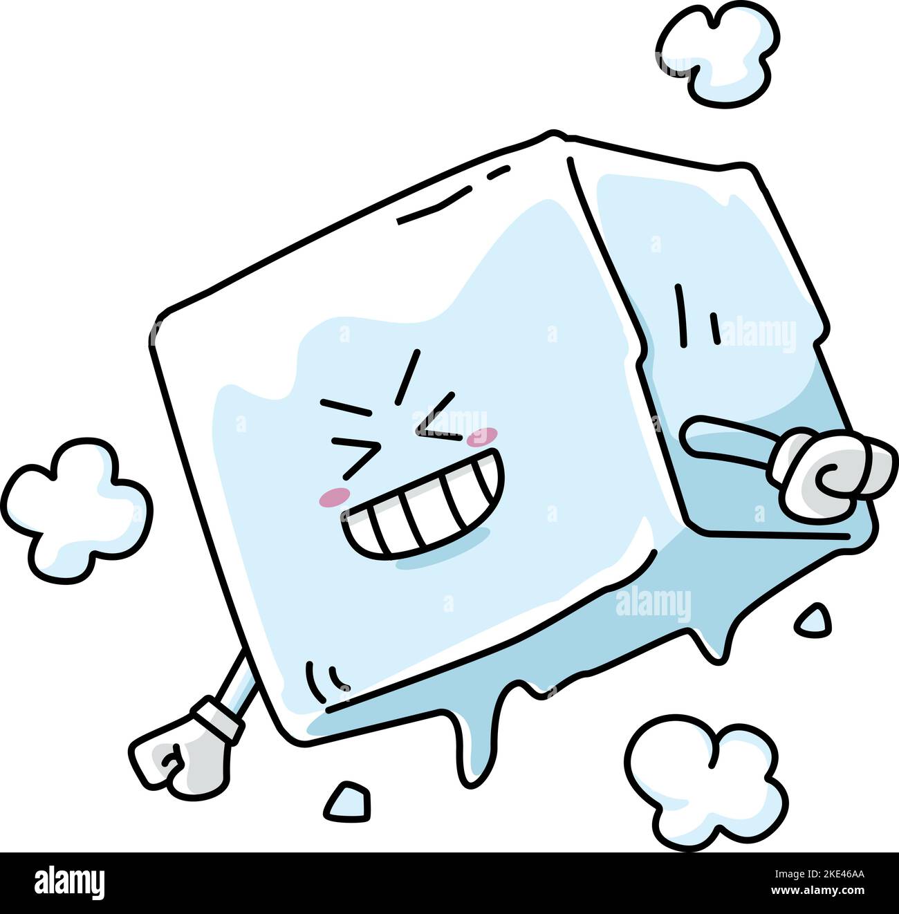 A cute funny cartoon ice cube icon isolated on white background Stock ...