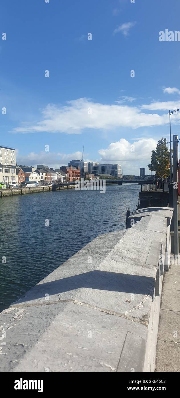 A vertical view of Dublin, Ireland with the Ha'penny bridge in the ...