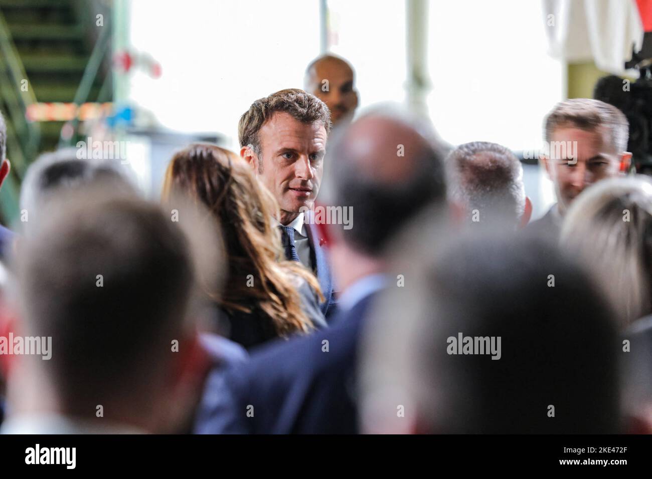 French President Emmanuel Macron delivers his speech at the French Navy ...