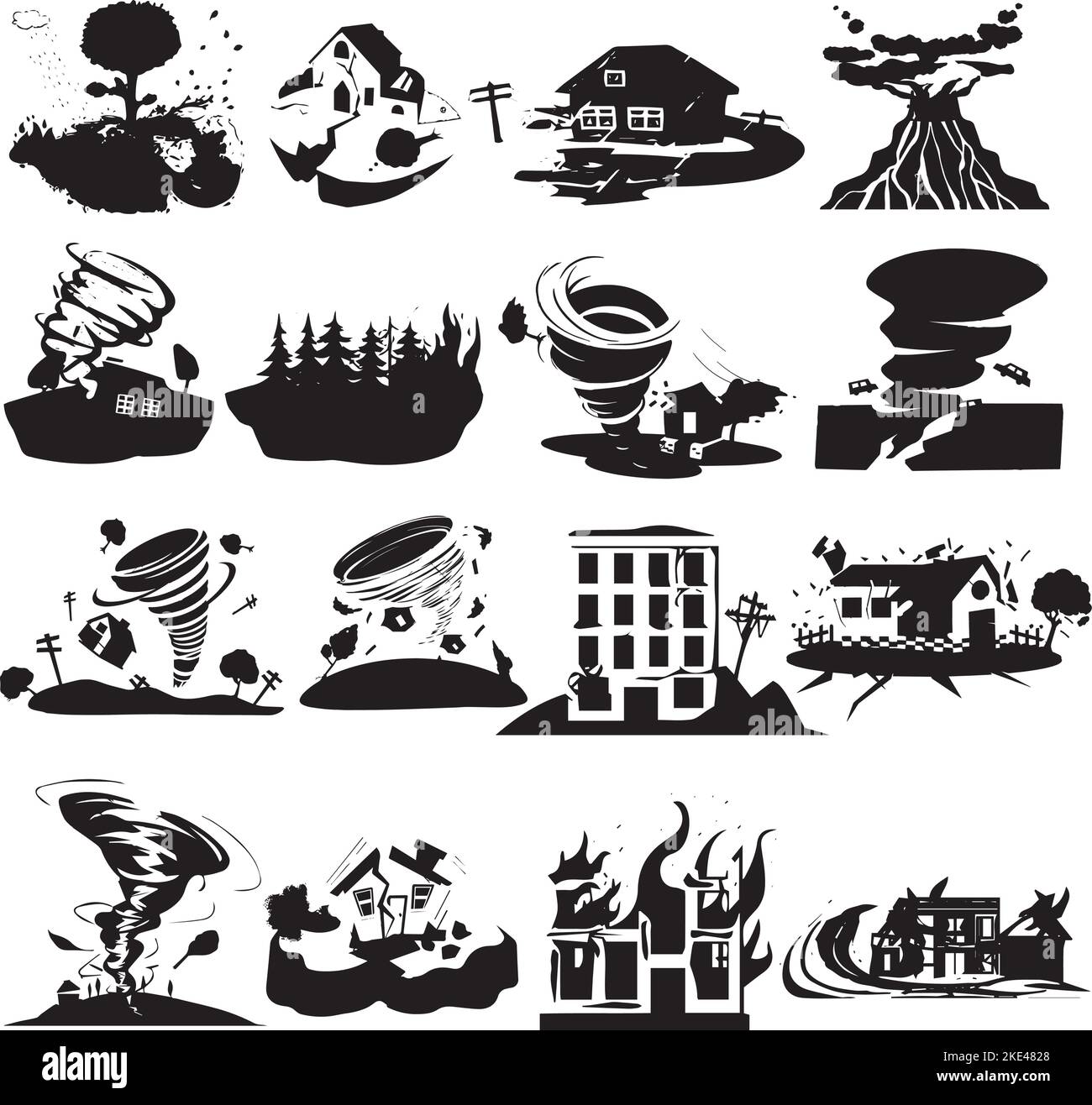 The vector illustrations of natural disasters and hazards Stock Vector ...