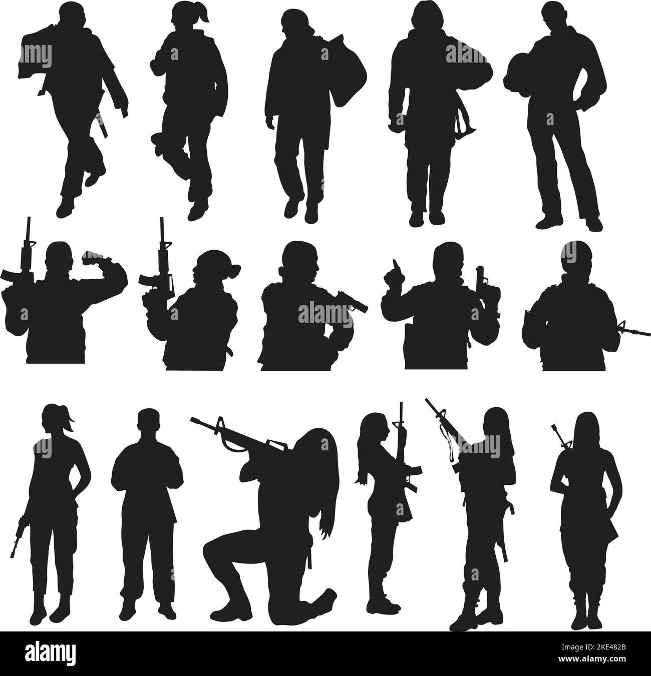 The vector icons of people with weapon Stock Vector Image & Art - Alamy