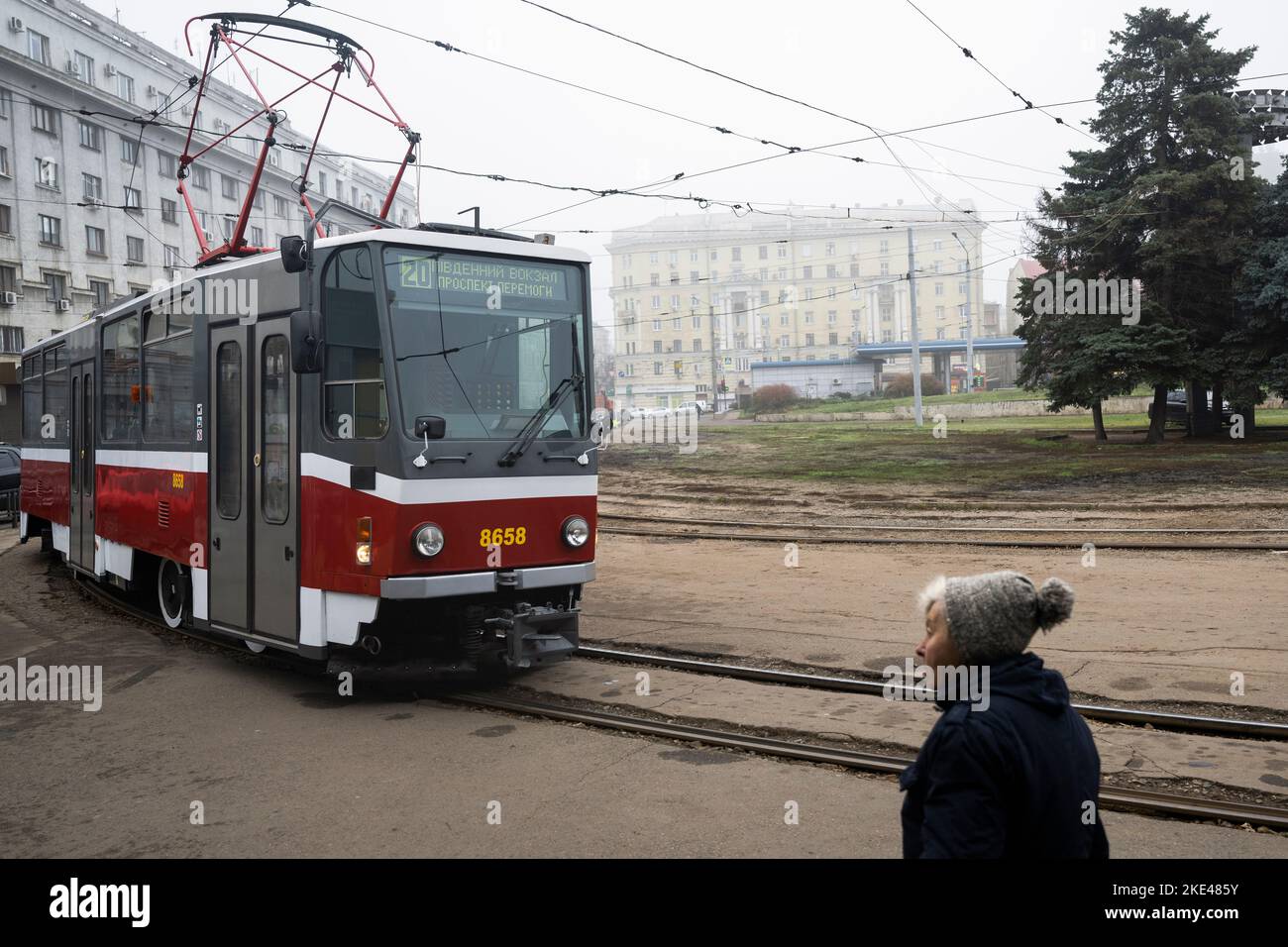 Charkov, Ukraine. 10th Nov, 2022. The first run of a Tatra T6A5 tram ...