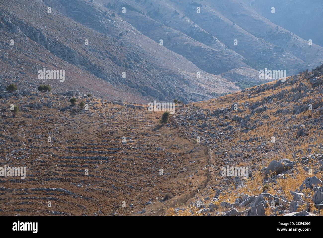 The beautiful rocky mountains on Symi island, Greece Stock Photo - Alamy