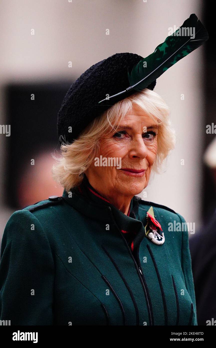 The Queen Consort, Patron of the Poppy Factory, during a visit to the ...