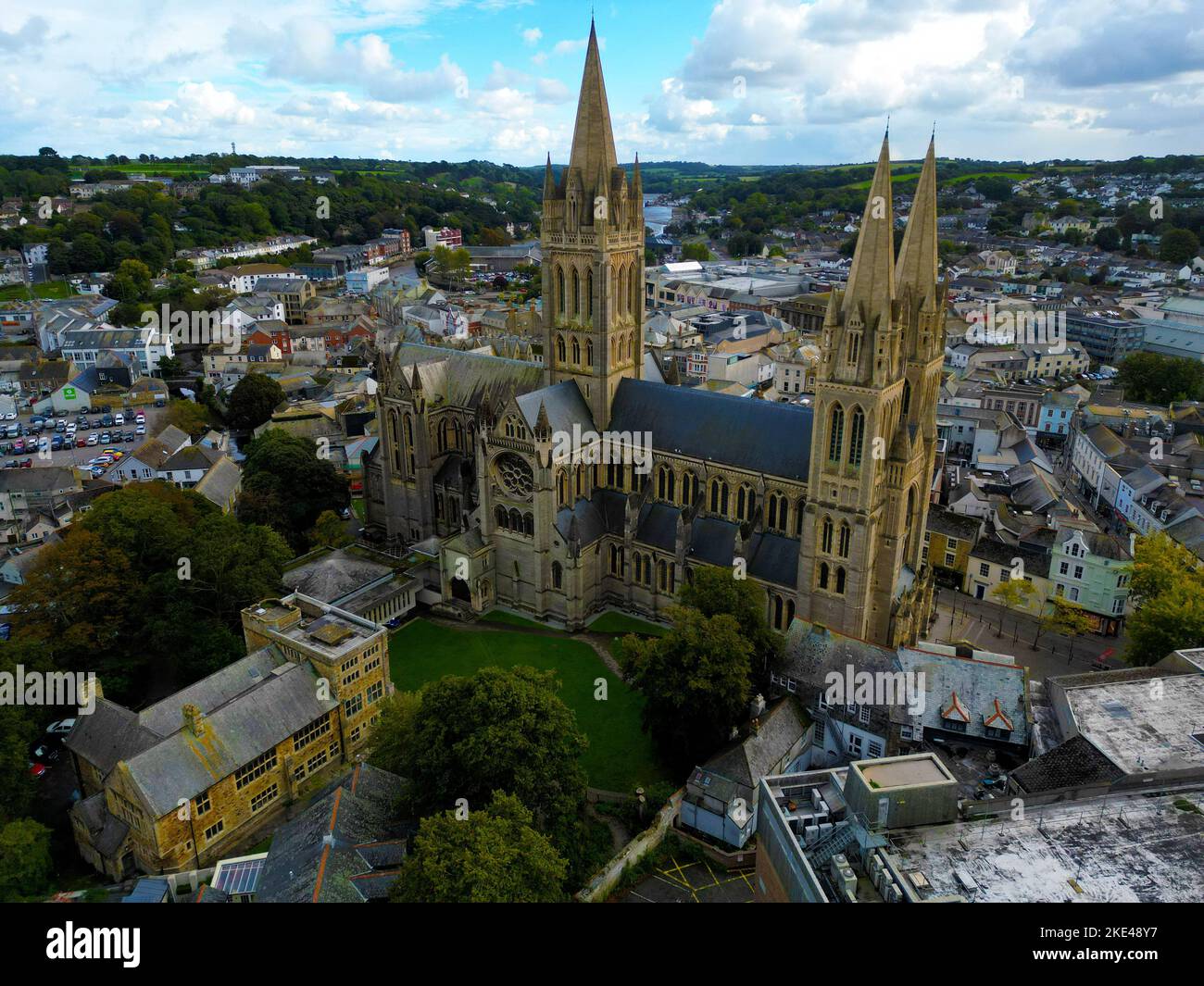An aerial view of the Truro Cathedral Stock Photo - Alamy